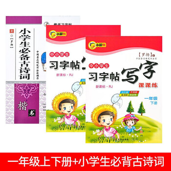四年级小学生人教版课本同步练字帖语文上册下册钢笔硬笔楷书字帖 一年级上下册+小学生古诗词【共3 本】