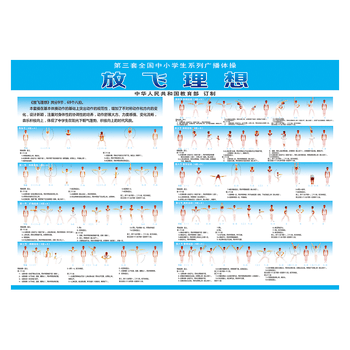 第三套全国中小学生系列广播体操七彩阳光希望风帆宣传画舞动青春图示放飞理想挂图墙贴画SCY SCY11-04 放飞理想 100*70厘米 覆膜防水PP贴纸