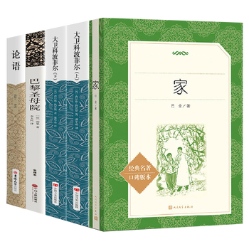 高一课外书籍阅读高中生全套5册大卫科波菲尔+巴黎圣母院+巴金的家+论语全集完整版译注全注全译