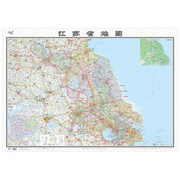 2022年新版 江苏省地图墙贴106x76cm高清双面覆膜 卷筒发货无折痕 政区交通附地形图 办公室