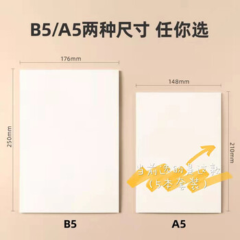 【粉笔文创】相貌平平草稿本A5B5大尺寸空白内页优质护眼纸不易洇墨双面可写草稿本64张\/本胶装易撕不掉页粉笔公考 相貌平平草稿纸-A5（5本套装）