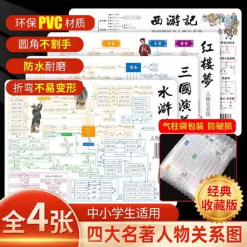 【现货速发】四大名著人物关系图水浒传三国演义红楼梦西游记 国学人物关系图中小学生适用 名校书签 PVC名著人物关系速查速记图垫板宋朝唐朝诗人朋友圈 PVC四大名著人物关系图(4张图)
