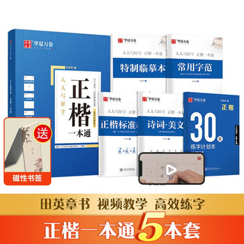 华夏万卷硬笔书法练习字帖5本套装 正楷一本通田英章书 学生成人楷书钢笔字帖 大学男女生临摹描红手写体