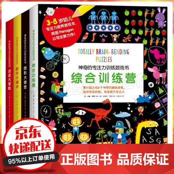 神奇的专注力训练游戏书套装全4册3-8岁综合训练营/迷宫大冒险/数字大爆炸/图形大猜想/幼儿注意力训 神奇的专注力训练游戏书（套装全4册）