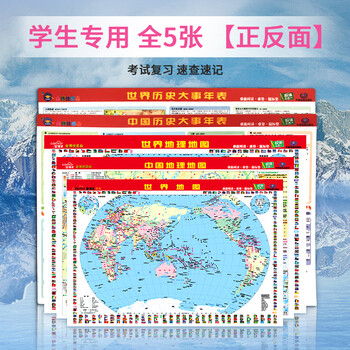 防水双面桌面阅读 高清 中国世界地理地图地形历史大事年表鼠标垫桌垫防水三合一小尺寸地理百科知识撕不烂初中小学生用中华地图 【世界+中国历史大事年表】2张