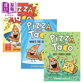 初阶漫画小说套装3册 Pizza and Taco 披萨饼与玉米片系列 儿童初级章节书 搞笑图画小说 英文原版进口图书 5-8岁