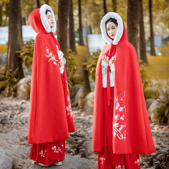 OIUO汉服斗篷女秋长款古风斗篷披风加绒日常学生古装仙女中国风汉元素 红色斗篷加绒110长可摘毛领 均码【图片 价格 品牌 报价】-京东