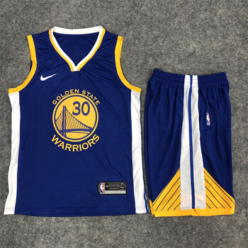 潮穿搭篮球服套装透气背心库里30号球衣真两件T恤情侣球服定制diy 蓝色库里30上衣+短裤 4XL(身高180-185cm)