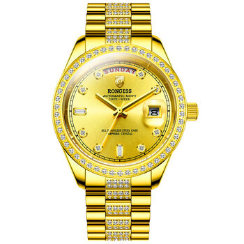 AVADEN土豪金瑞士原装商务手表黄金色手表自动机械表十大品牌奢华电镀金 单钻金-豪华版【图片 价格 品牌 报价】-京东