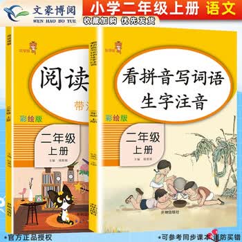 自选看拼音写词语生字注音阅读理解字词训练本每天100道计时测评口算题卡+应用题二年级上册生字词同步作业本小学2年级 二年级上册看拼音+阅读理解