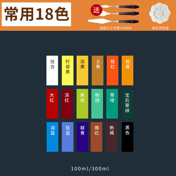 丙烯颜料防水手绘画材料diy墙绘彩绘工具24色画鞋子12色300ml白色炳稀染料不掉色儿童涂鸦丙 常用18色 100ml