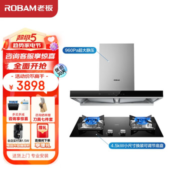 【老板60D1S烟灶套餐】老板（Robam）抽油烟机领航家D1S欧式顶吸双腔变频22大风量家用燃气灶吸油烟机灶具套装60D1S+30B6D天然气【行情 报价 价格 评测】-京东