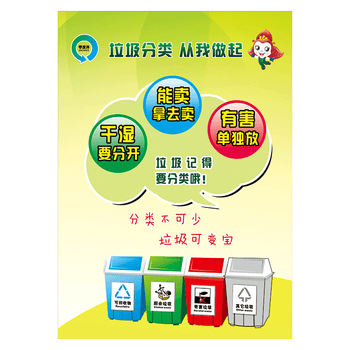 生活垃圾分类投放指南宣传画环境保护从我做起海报挂图环保贴画覆膜防水贴纸TMP31 TMP31-01 垃圾分类从我做起 80*60厘米 覆膜防水PP贴纸