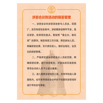 保密安全海报挂图制度牌宣传画保密行为展板墙贴画贴纸NAH50 NAH50-05 涉密会议和活动的保密管理 40*30厘米 覆膜防水PP贴纸