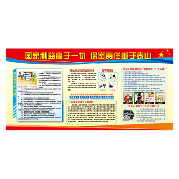 安全生产宣传画挂图国家安全法保密法宣传栏墙贴画覆膜贴纸NAX NAX07 保密宣传栏 120*60厘米 覆膜防水PP贴纸