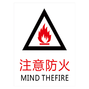 消防安全标志标识牌禁止吸烟NOSMOKING中英文禁烟标示贴提示牌TEP TEP71 注意防火标识 20*15厘米 覆膜防水PP贴纸