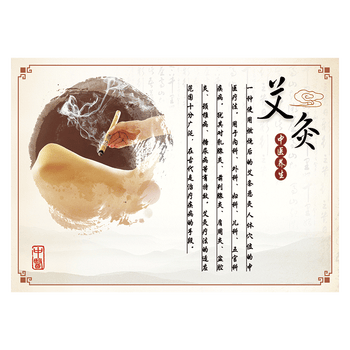 中医文化宣传画挂图海报针灸推拿足疗展板宣传栏横版墙贴画覆膜防水贴纸WSA75 WSA75-01 艾灸宣传画 60*40厘米 覆膜防水PP贴纸