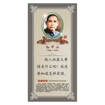 班级教室布置挂图名人名言宣传画海报挂图伟人头像肖像招贴画覆膜防水墙贴纸SCM13 SCM13-13 孙中山 60*120厘米 覆膜防水PP贴纸