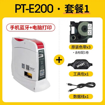艾力生PT-E200线缆标签机手持便携式小型不干胶标签机弱电网线机房运维布线通信 E200买1配5（3色带+数据线+【图片 价格 品牌 报价】-京东