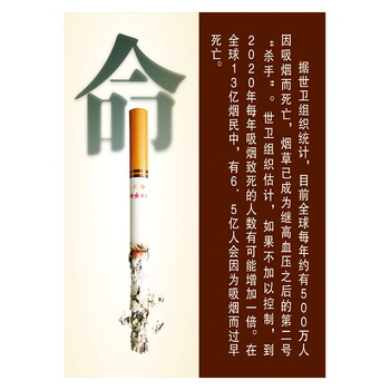 禁止吸烟标贴纸标语标识控烟禁烟公益广告文化招贴画挂图无烟校园宣传画覆膜防水贴纸TYH TYH05 温馨提示请勿吸烟 60*40厘米 覆膜防水PP贴纸
