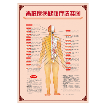 中医养生文化宣传画海报展板足部反射区挂图足疗穴位墙贴画覆膜防水贴纸WSA57 WSA57-01 脊柱疾病健康图 60*40厘米 覆膜防水PP贴纸