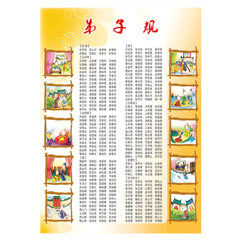 中华国学教育挂图中国传统文化展板宣传画海报弟子规三字经贴画SCM SCM01 弟子规 120*80厘米 覆膜防水PP贴纸