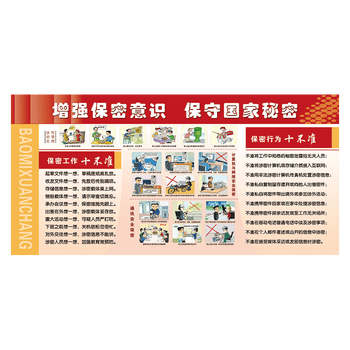 安全生产宣传画挂图国家安全法保密法宣传栏墙贴画覆膜贴纸NAX NAX12 增强保密意识 120*60厘米 覆膜防水PP贴纸