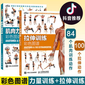 【抖音同款书推荐】肌肉力量训练+拉伸训练彩色图谱共2本 运动健身肌肉拉伸书籍囚徒健身  健与美杂志