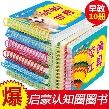 宝宝撕不烂早教卡书0-3-6岁幼儿圈圈卡翻翻书看图认识字启蒙大卡拼音卡片认数认物字母儿童书籍洞洞书