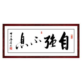 名言警句宣传画励志名言墙贴画装饰画字画标语展板天道酬勤防水贴纸OB OB09 自强不息 40*90厘米 覆膜防水PP贴纸