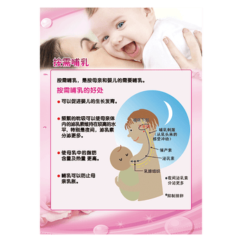 医院妇产科宣传画海报母乳喂养知识挂图24小时母婴同室墙贴画覆膜贴纸OFH17 OFH17-02 按需哺育 80*60厘米 覆膜防水PP贴纸