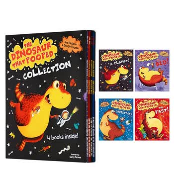 便便恐龙Dinosaur 英文原版 儿童想象力绘本 4册套装 圣诞礼物+遨游太空+魔法秋千+打扫房间 进口原版绘本