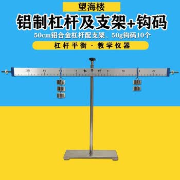 杠杆尺及支架带刻度线金属钩码50g*10个铝合金杠杆带钩码力学平衡科学实验物理仪器套装包邮