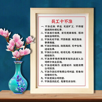 每日反思 励志字画学生书房挂画励志进步礼物摆件书法座右铭实木相框挂墙画框UTK UTK89 公司规章员工十不准 A5(可摆可挂)