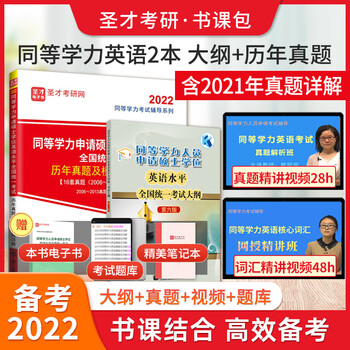 2022同等学力申硕申请硕士学位英语水平全国统一考试大纲指南第六版6版+历年真题及模拟试题含2021年真题详解+词汇+视频 圣才 2本 大纲+真题2022版