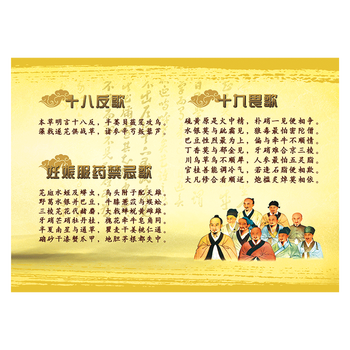 中药十八反歌十九畏歌挂图妊娠用药禁忌中医宣传画贴画WSA WSA50 十九畏十八反 80*60厘米
