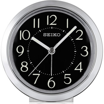 SEIKO日本精工时钟 新品 小巧可爱多功能 贪睡夜灯夜光静音卧室儿童时尚现代指针式小闹钟 QHE146A银黑色【图片 价格 品牌 报价】-京东