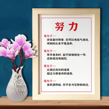 努力的意义 书房挂画中高考加油礼物励志字画摆件书法座右铭实木相框挂墙画框UTK UTK26 努力 A4(可摆可挂)
