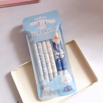 美乐蒂小白狗按动中性笔可爱创意0.5按压式可爱少女心刷题笔文具 小白狗一套六支 0.5mm