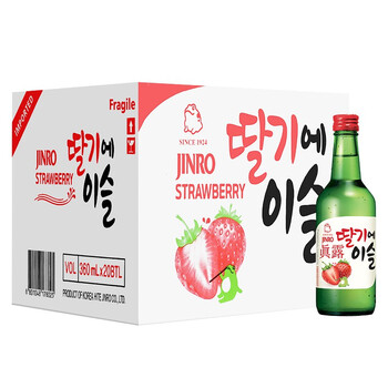 韩国真露（JINRO）烧酒 韩国烧酒进口低度酒 果味烧酒真露草莓味13度360mL 20瓶整箱装【图片 价格 品牌 报价】-京东