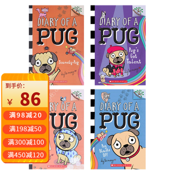 英文原版 Pug Blasts Off/Snow Day 哈巴狗日记儿童全彩图画故事书4册