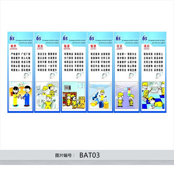 6S宣传画6S标语6S管理6S现场管理6s宣传标语贴纸BAT BAT03 6S管理标语 120*40厘米X6张