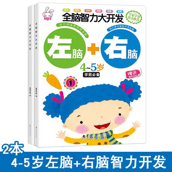 逻辑思维训练左右脑全脑开发儿思维训练2-3-4-5-6岁幼儿开发智力的书早教启蒙专注力游戏 4-5岁左脑+右脑2本