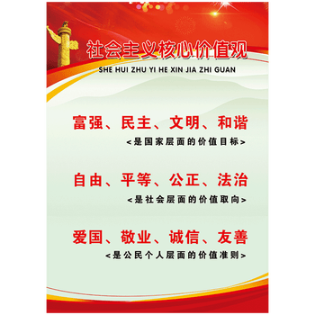 党建展板挂图海报社会主义核心价值观内容含义宣传栏宣传画贴画ODK ODK48 社会主义核心价值观 70*50厘米