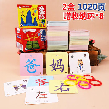 幼儿识字卡片 全套2盒1020页 启蒙 汉字幼儿园早教宝宝看图识字学龄前儿童认字卡汉子宝宝书小孩基础识字大王学前神器教材有图有声 正版