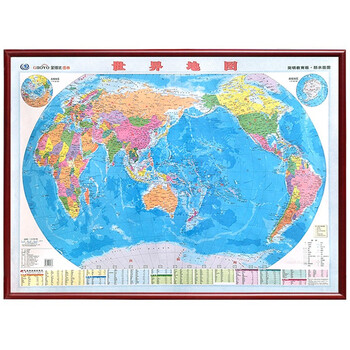 【定制边框】2022年 世界中国地图 木框装裱 约1.1米*0.8米 世界地图