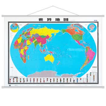 中国世界地图贴图挂图长1.5*1.1米商务办公室客厅公司书房用学习地图覆膜防水无拼接不反光 世界地图（加厚版贴图 不带绳不带杆）