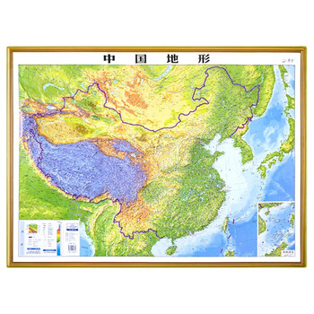 【地形图精雕立体】中国地图 2022新版世界地图 3D地形图 1.06*0.8米 中国地形图