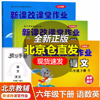 新课改课堂作业英语语文数学六6年级上下册BJ北京课改版大白兔练习册配北京市义务教育教科书 六年级下册 语数英