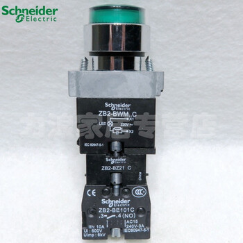 施耐德电气Schneider带灯自锁按钮开关 ZB2-BWB..C BWM..C+ZB2-BZ21C 绿色 1常开 自锁 AC220V【图片 ...